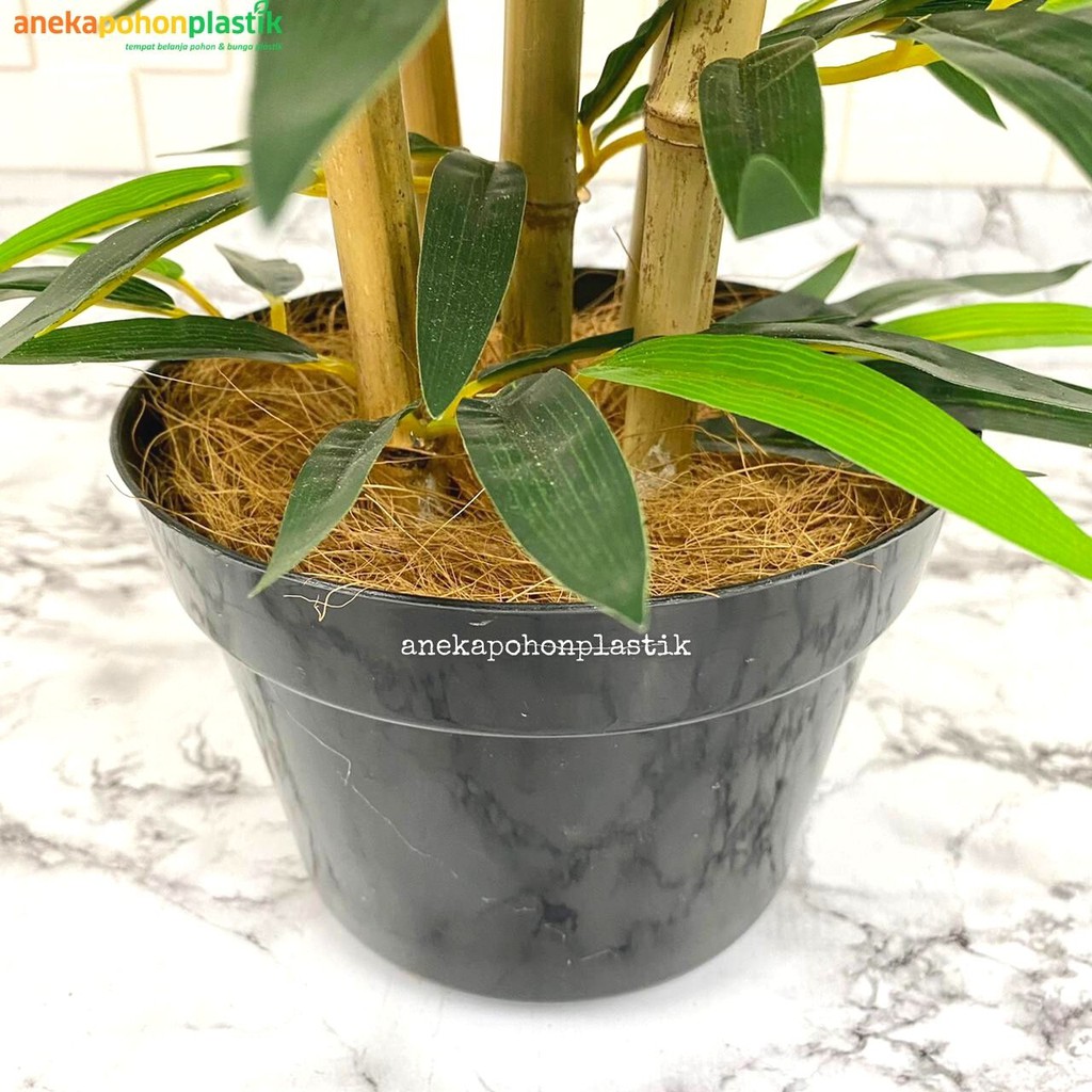 Jual Pohon Daun Bambu Hijau Kuning Latex Artificial Pot Dasar Tanaman ...