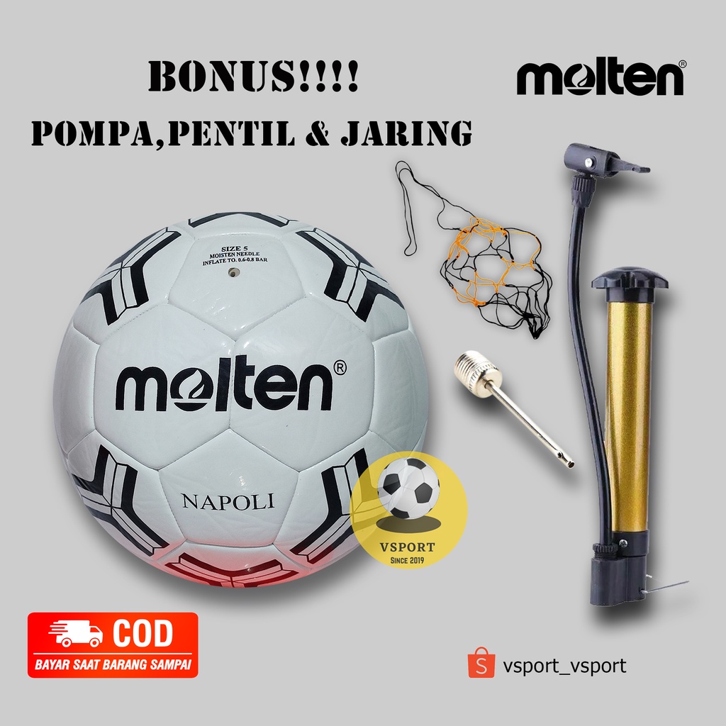 Jual BOLA SEPAK MOLTEN ORIGINAL NAPOLI ITALIA SIZE 5 (FREE POMPA,PENTIL & JARING) | Shopee Indonesia