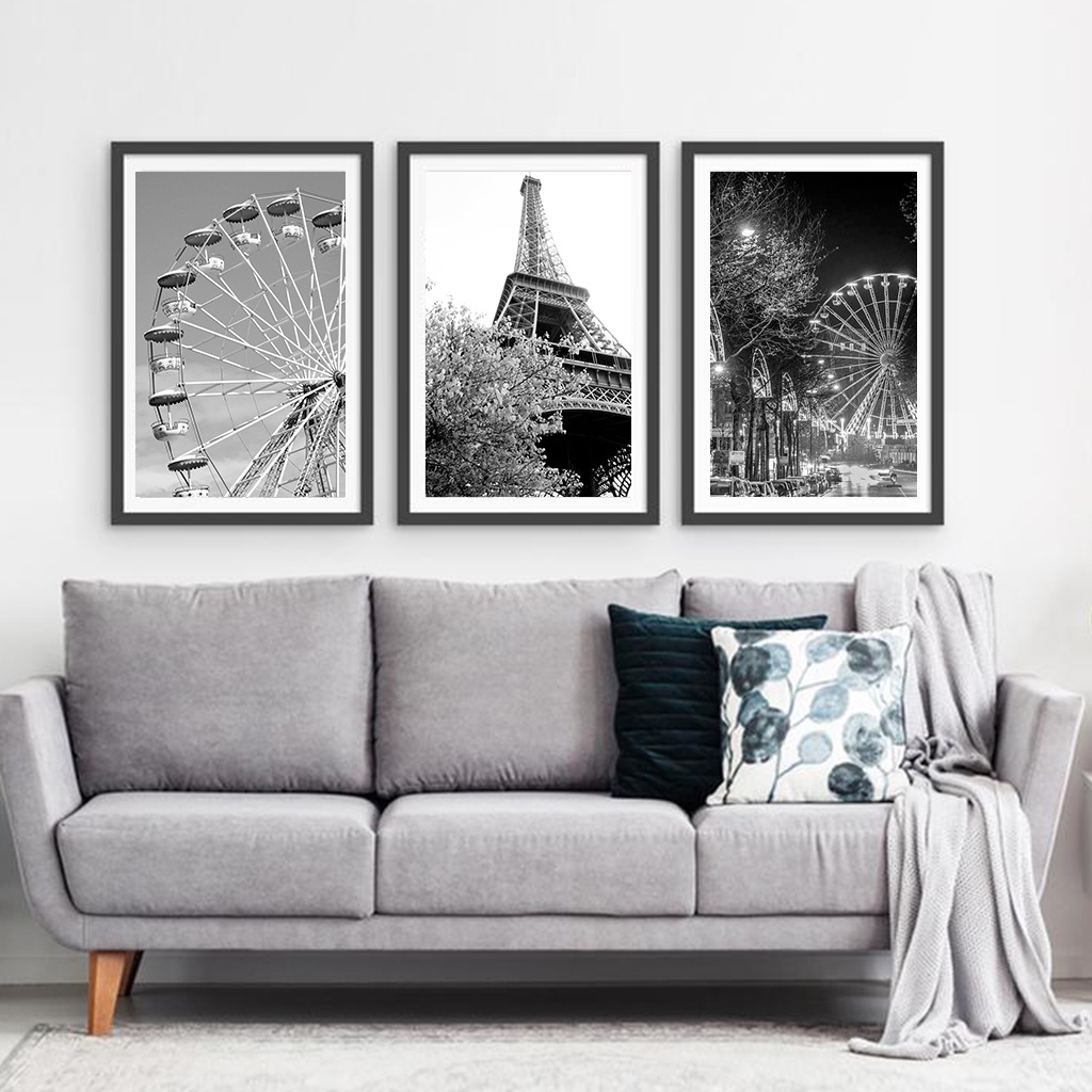 Jual DEKORASI DINDING FRAME FOTO SET UKURAN A3 3 ITEM WARNA HITAM ...