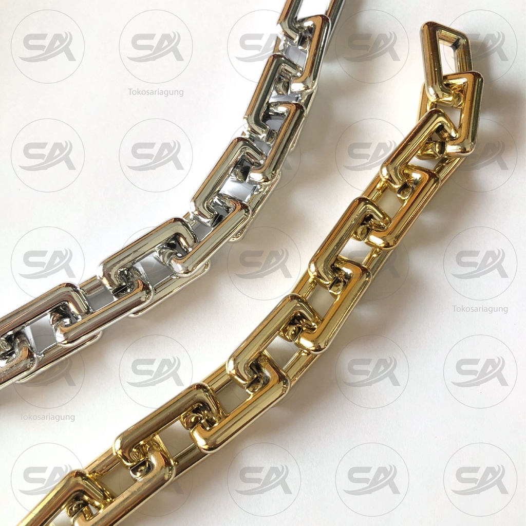 Jual RANTE KOTAK PLASTIK (LUSIN) TALI RANTAI TAS AKRILIK EMAS SILVER 22 ...