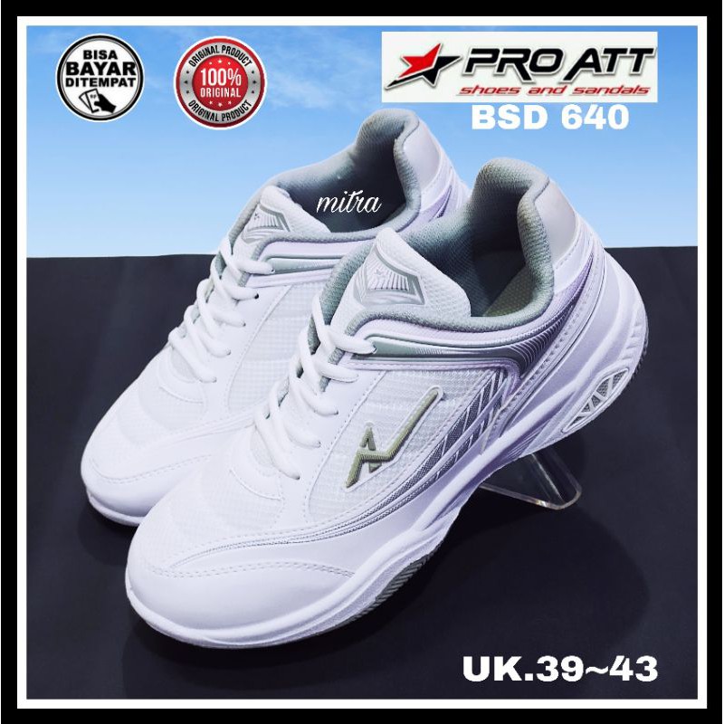 Jual Sepatu Badminton Volly Pria Lelaki Laki Sport Pro Att Bsd 640 Original Putih Abu Premium ...