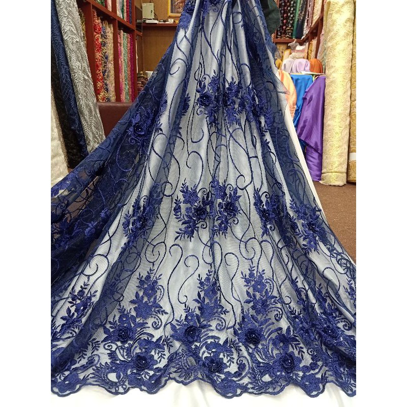 Jual Kain tile 3D / Tulle 3D / Kain tile 3D bunga timbul / Kain tulle ...