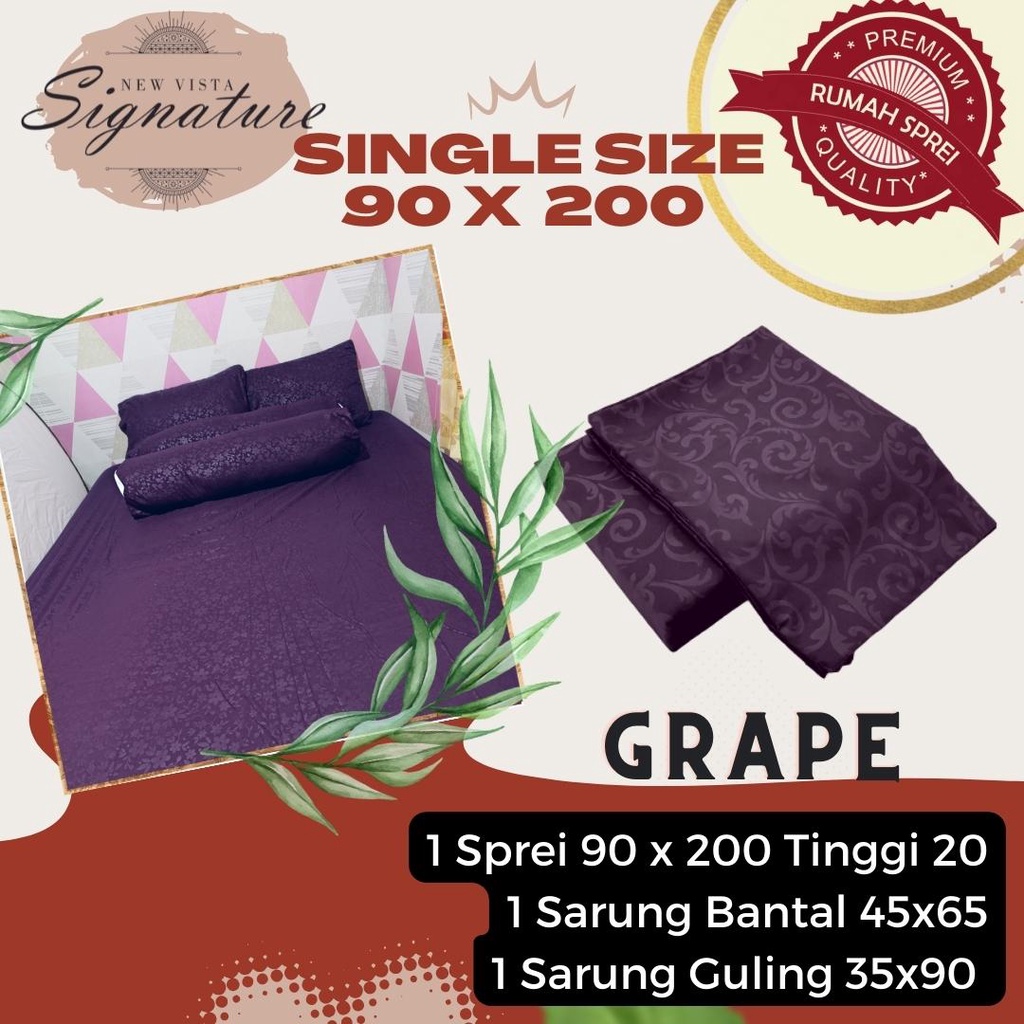 Jual Sprei Signature 90 / 100 x 200 Polos Emboss ( Grape / Ungu Anggur ...