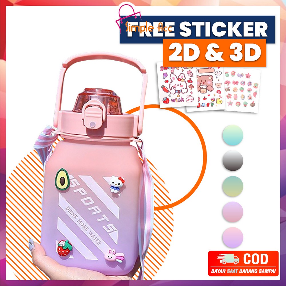 Jual DO-C468 Botol Minum Anak Gemoy Kotak 1500ML Warna Gradasi Bottle ...