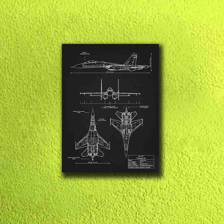 Jual Pesawat Su-27 Flanker Sketsa Poster - Dekorasi Kamar - Poster Kayu ...
