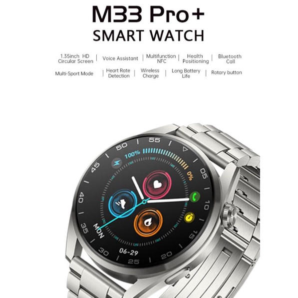 Jual Smartwatch M33 pro plus/max Amoled AOD AI Voice Wireless Charging ...