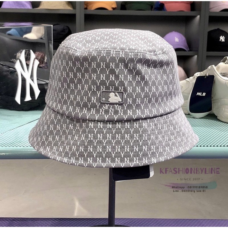 Jual MLB Basic Monogram Bucket Hat New York Yankees (Grey) | Shopee ...