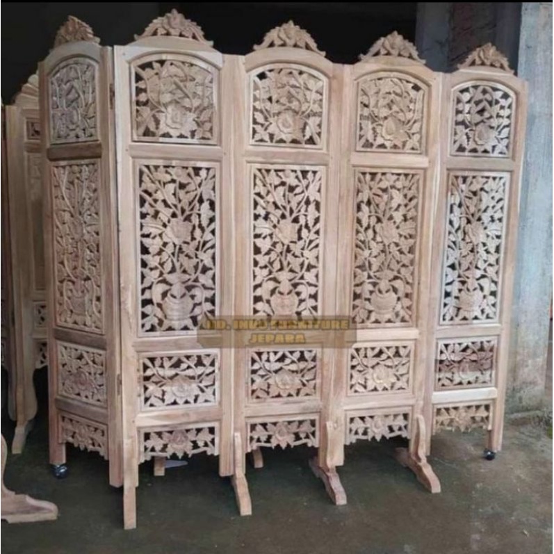 Jual sketsel partisi sekat pemisah ruangan bahan kayu jati ukir Jepara ...