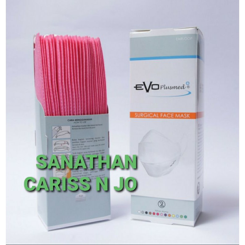 Jual Masker Evo Plusmed Surgical Earloop Merah Muda Pink 1 box isi 25 ...