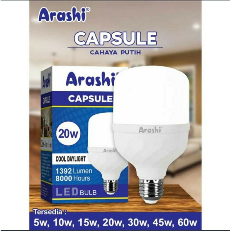 Jual Lampu Led 20 Watt ARASHI CAPSULE - Bohlam Anti Pecah - Body Besar | Shopee Indonesia