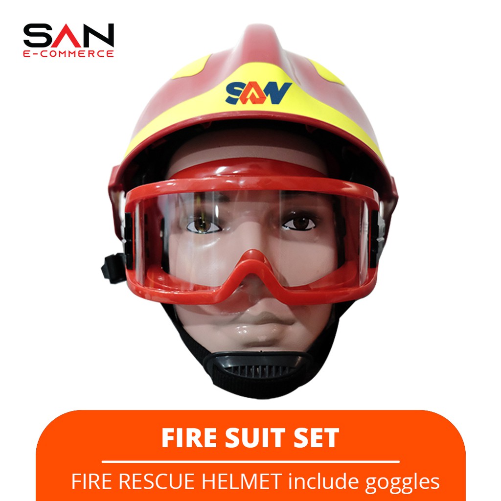 Jual Suit Set Fire Rescue Helmet Pemadam Kebakaran SANFire | Shopee ...