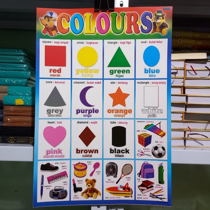 Jual Poster Anak Edukasi Aneka Macam Warna dan Bentuk Mengenal Wana ...