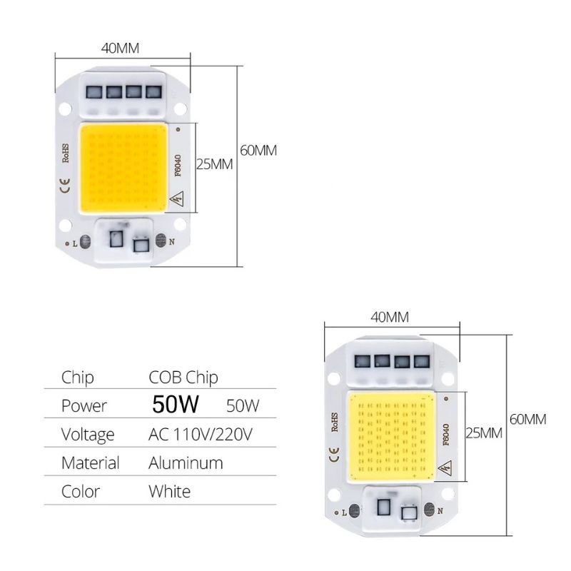 Jual COB LED 50W PUTIH/WARM | Shopee Indonesia
