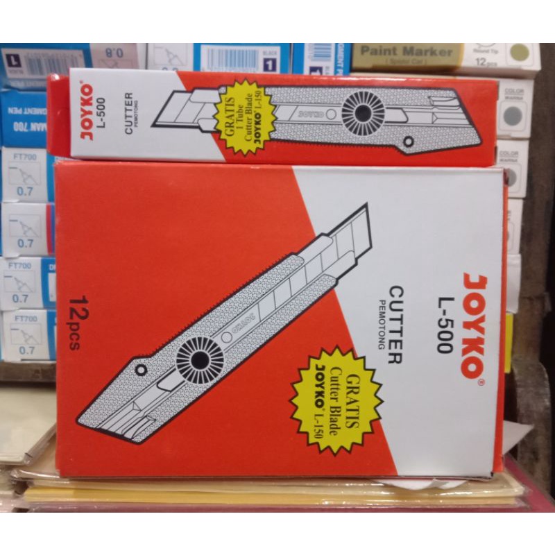 Jual cutter JOYKO besar L-500 gratis REPIL pisau 1 tube isi 5 pcs / kotak | Shopee Indonesia