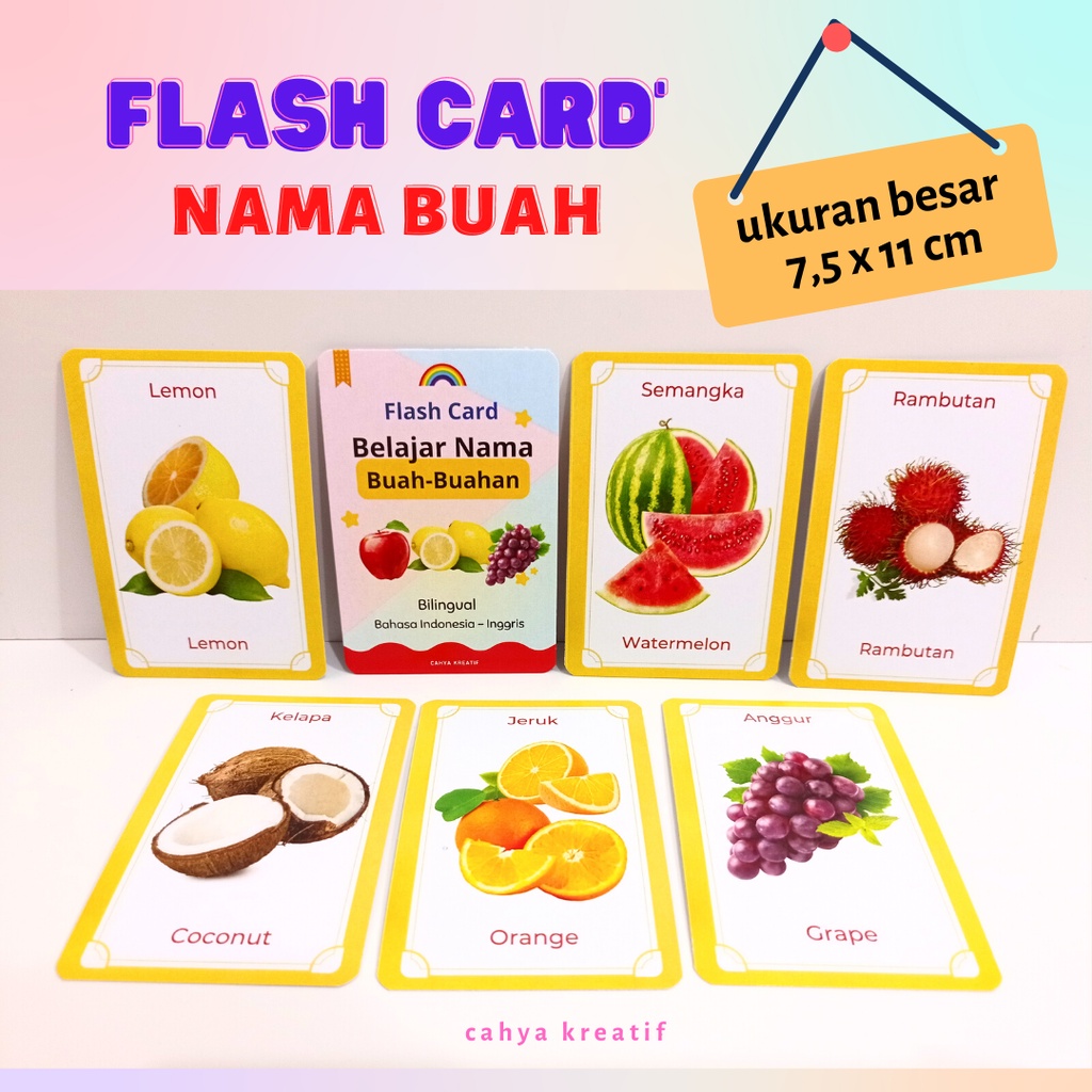 Jual FlashCard Anak Ukuran Besar Murah | Belajar WARNA, BUAH SAYUR ...