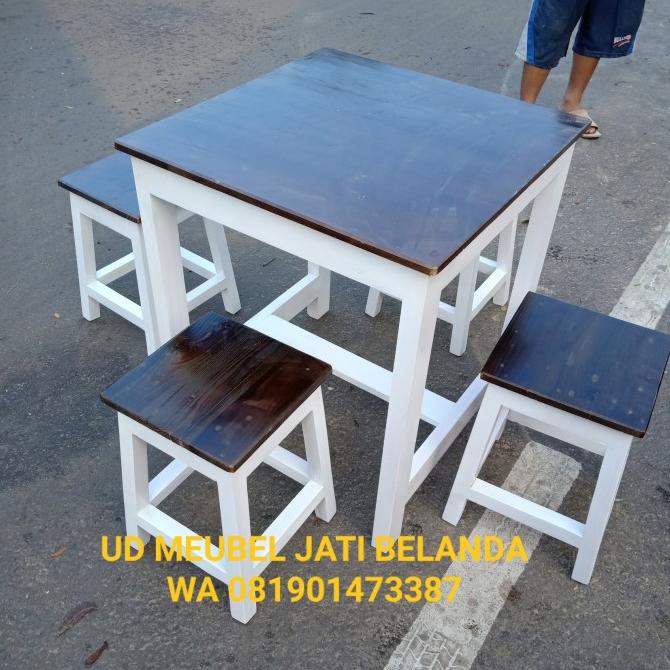 Jual Set Meja Makan Cafe /Meja Cafe/ Meja Resto/ Meja Kayu Jati Belanda Qslz1Xz6Qb | Shopee ...