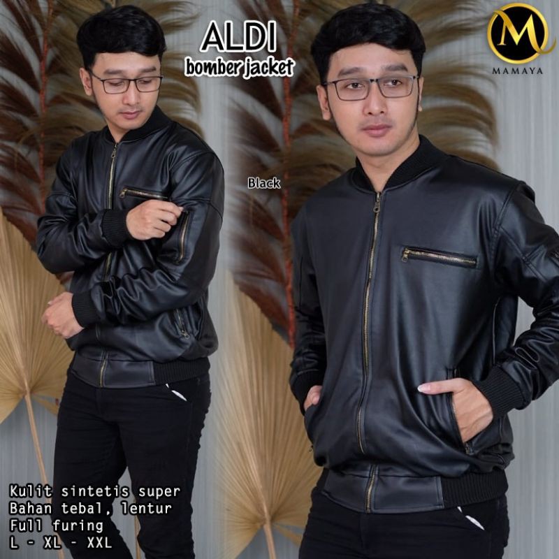 Jual Aldi Jacket / Jaket Kulit Sintesis / Jacket Kulit Polos / Leather ...