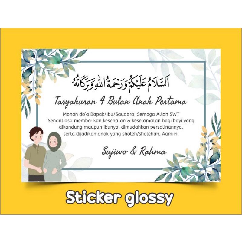 Jual Stiker label kartu tasyakuran syukuran kehamilan 4 bulanan 7 ...