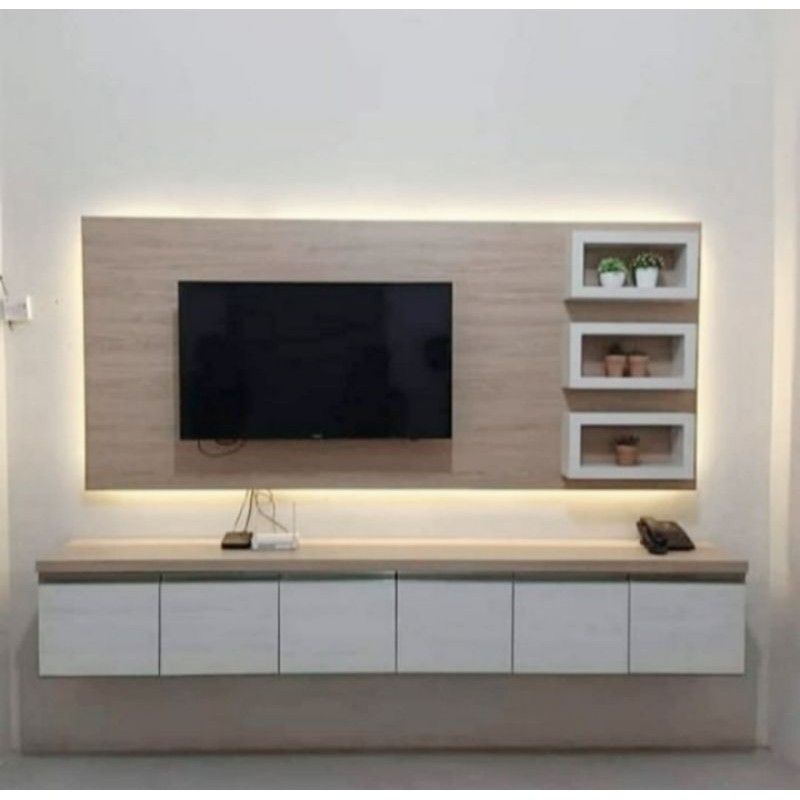 Jual rak TV / backdrop tv / meja TV custom P 160 x T 100 cm | Shopee ...