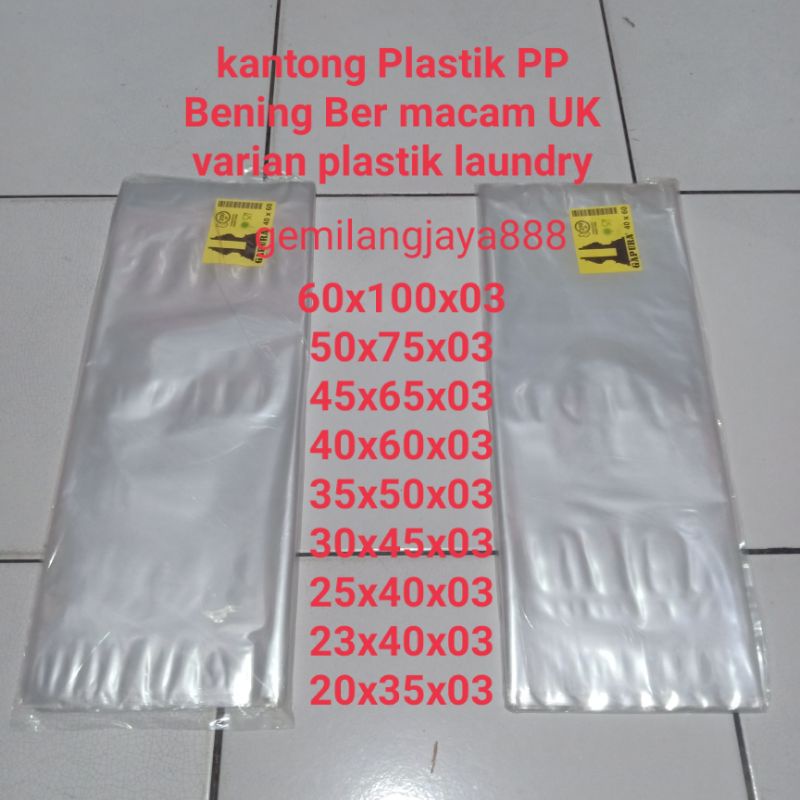 Jual kantong Plastik PP Bening Ber macam UK varian plastik laundry | Shopee Indonesia
