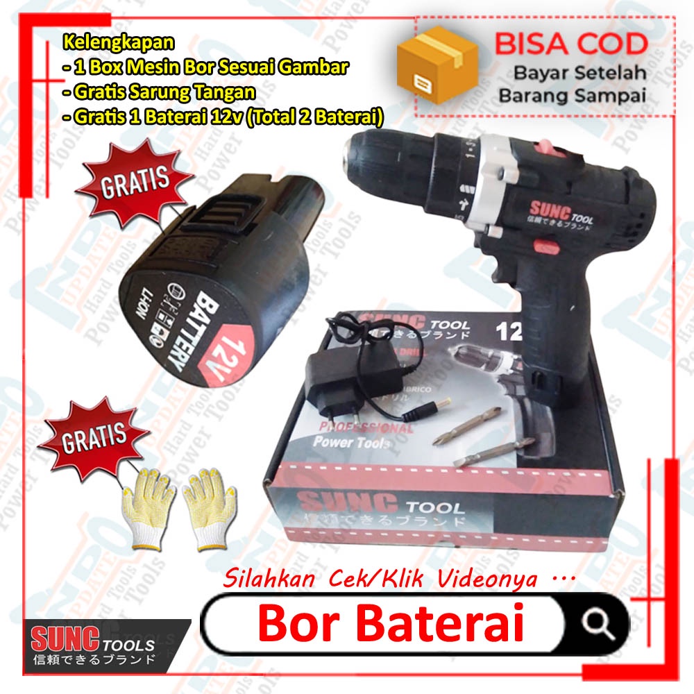 Jual Mesin Bor Batre Baterai Tanpa Kabel Colokan Listrik Cas Changer Cesan 12v 12s 12 Volt Sunc ...