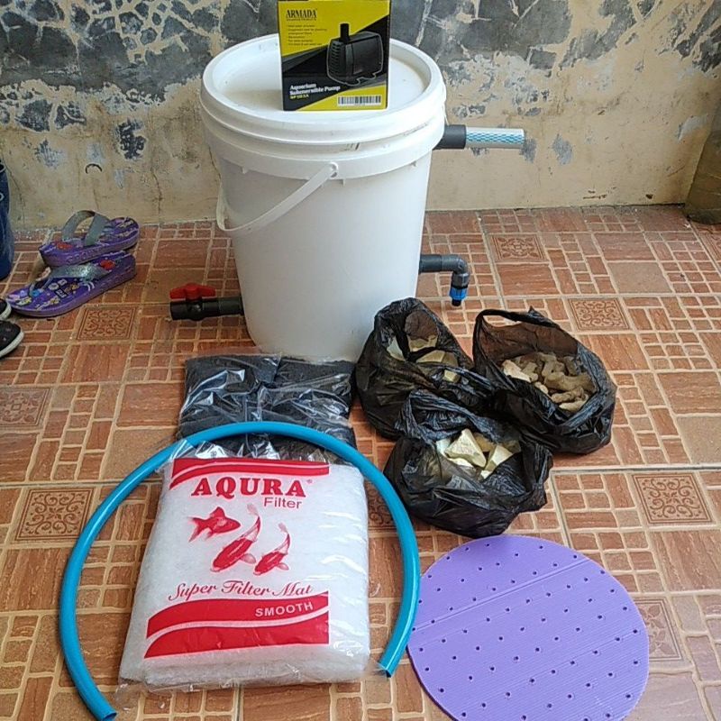 Jual ember bio filter kolam ikan koi paket komplit plus media dan mesin ...