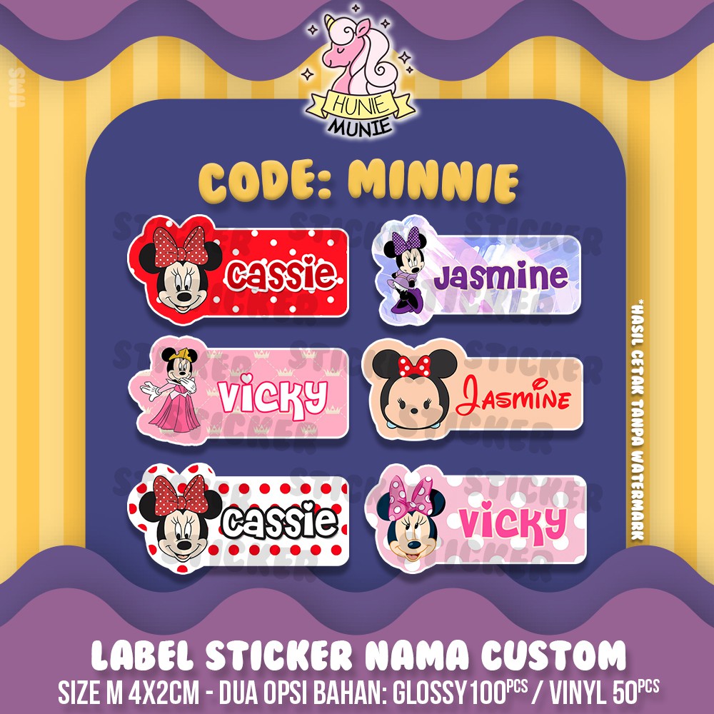 Jual Sticker Label Nama Custom - Minnie Mouse (100pcs+) Stiker | Shopee ...