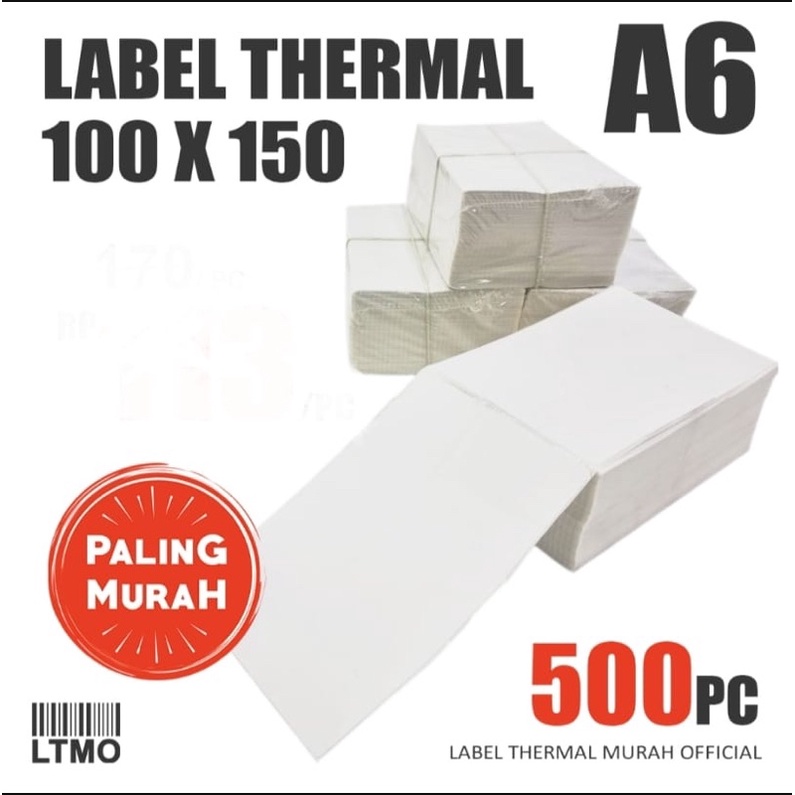 Jual LABEL STICKER THERMAL 100 x 150 A6 LABEL KIRIMAN ON LINE / BARCODE ...