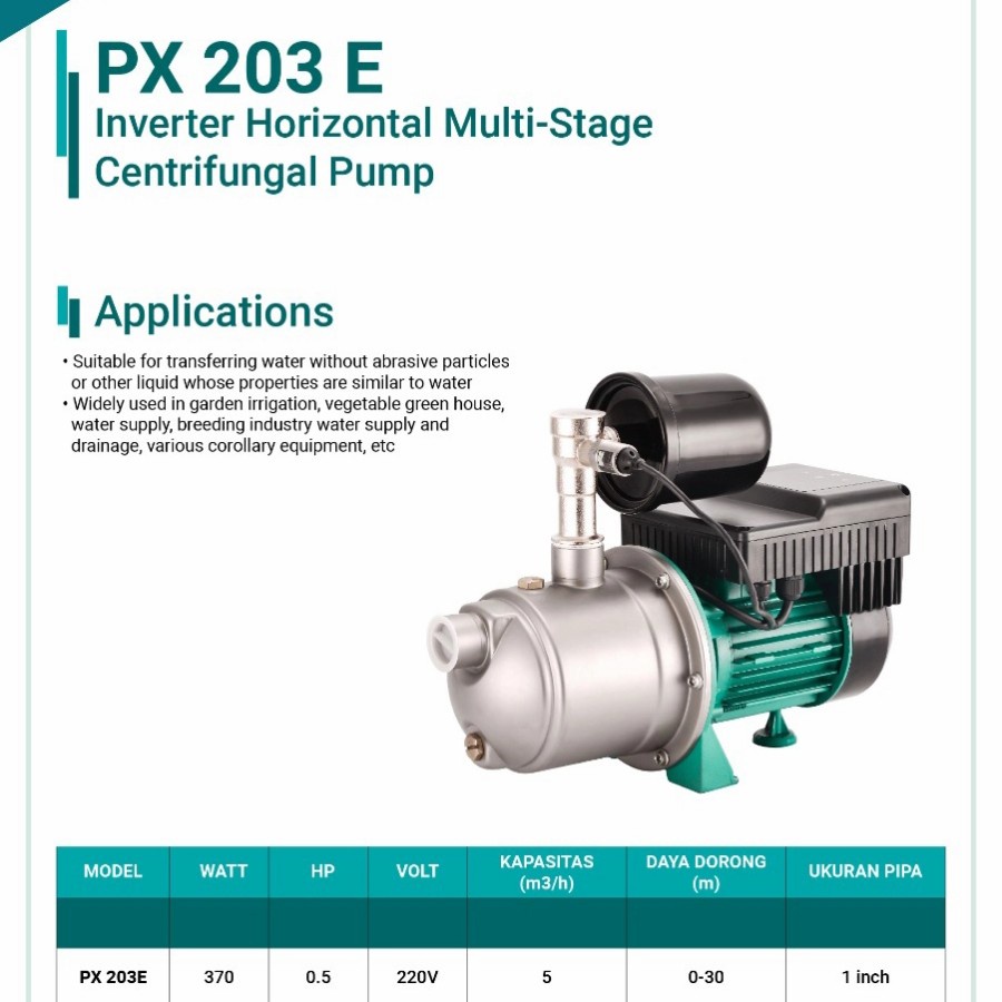 Jual Pompa Air Dorong Shimge PX 203 E Pompa Booster Inverter multistage ...
