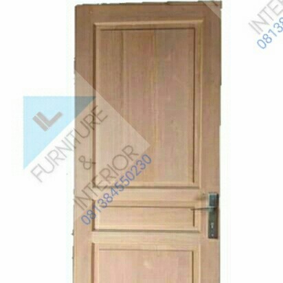 Jual Pintu Kayu panel + hendel Meranti kamar rumah minimalis | Shopee ...