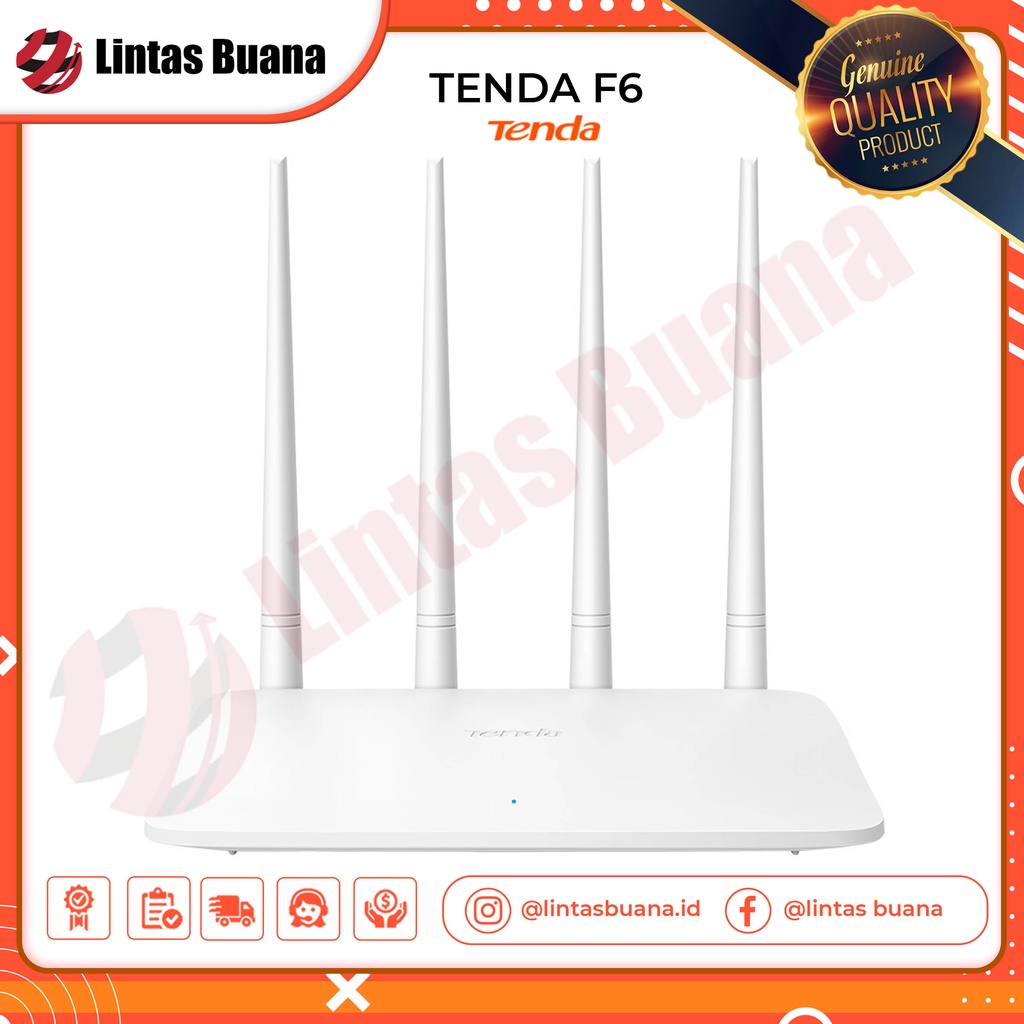 Jual Tenda Router Wireless F6 N300 Easy Setup Router 4 Antena | Shopee ...