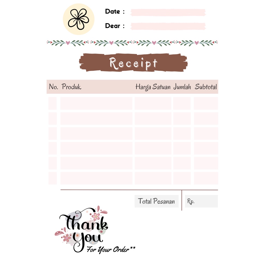 Jual (12pcs) Receipt Olshop / Nota Bon Online Shop / Struk Custom ...