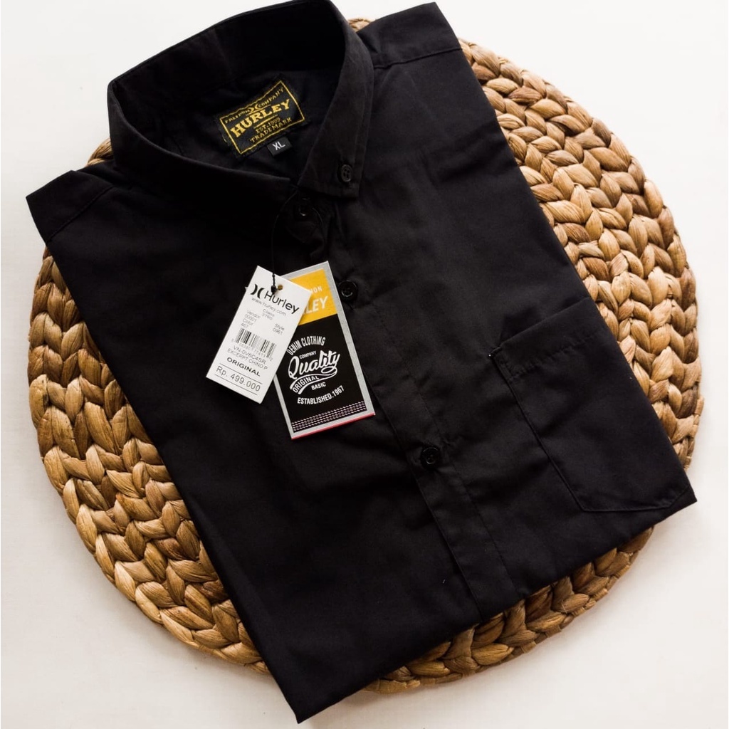 Jual Kemeja Hitam Polos Pria Lengan Pendek Premium Distro Quality ...