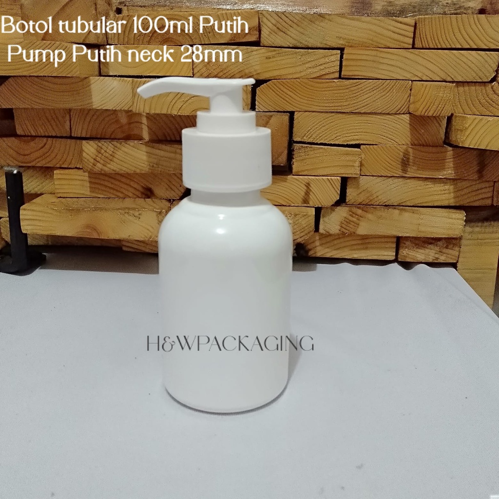 Jual Botol Tubular 100ml putih pump neck 28mm | Shopee Indonesia