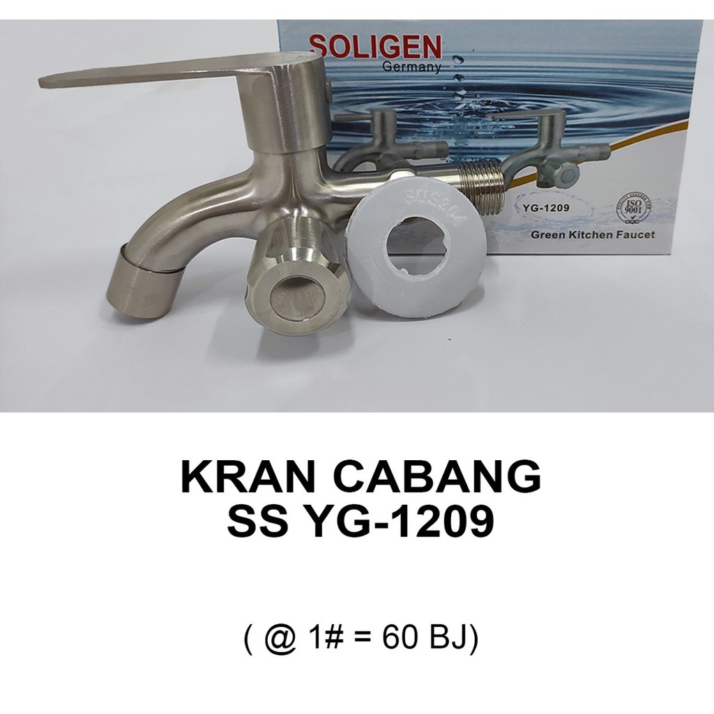 Jual Kran Cabang SOLIGEN Stainless Steel Keran Air Shower Double Taman ...