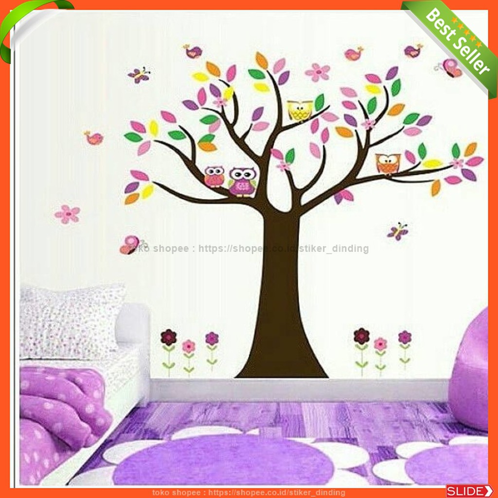 Jual STIKER DINDING WALLSTICKER WALL STICKER POHON BESAR DAN BURUNG ...