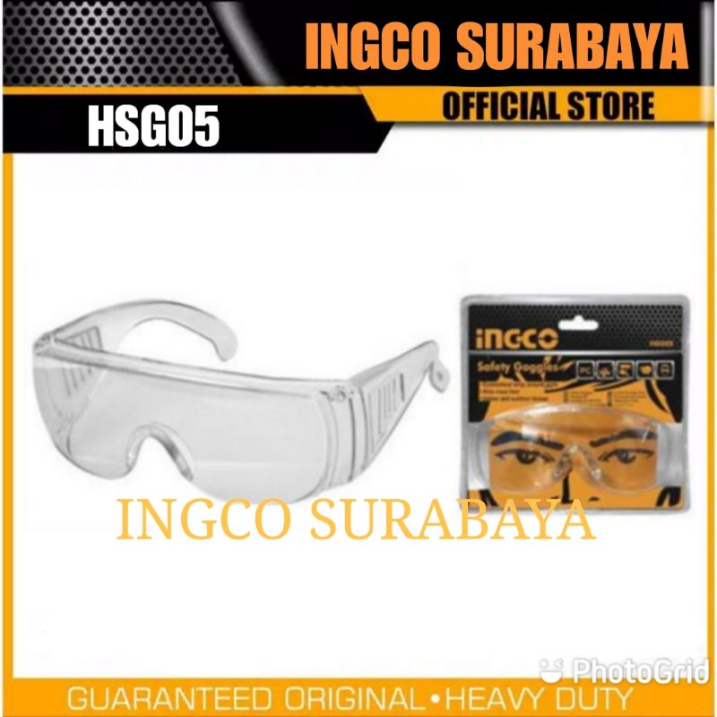Jual INGCO HSG05 KACAMATA PROYEK CLEAR SAFETY GLASS GOGLE GOOGLE KACA MATA TUKANG TRANSPARAN ...
