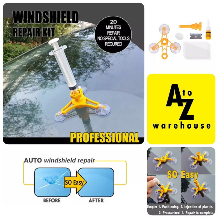 Jual Glass Repair Kit Windshield Repair Kit Lem Kaca Mobil Retak Glass ...