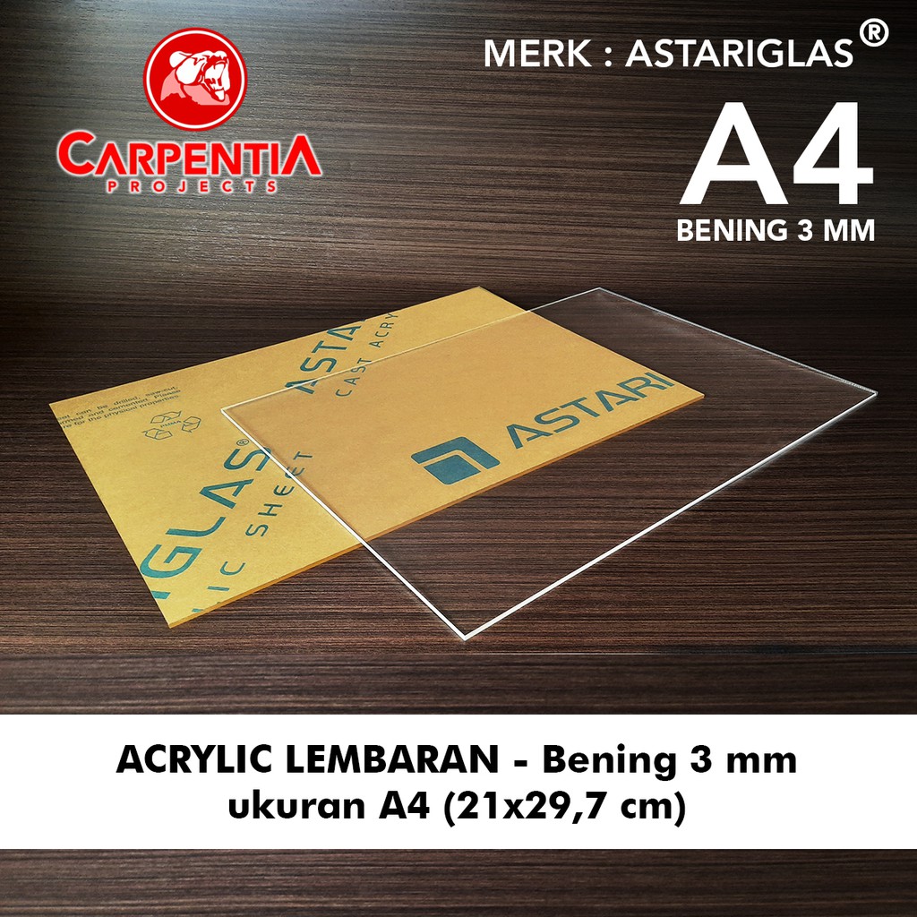 Jual Acrylic/Akrilik Lembaran merk ASTARIGLAS / AN - A4 tebal 3 mm - Bening | Shopee Indonesia