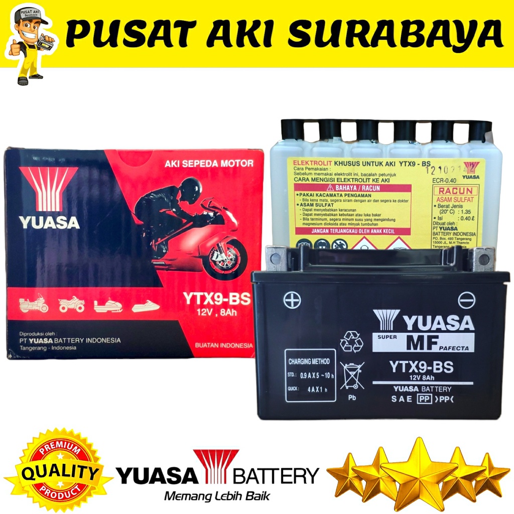 Jual KUALITAS ORIGINAL YUASA YTX9 8 AH HONDA KAWASAKI KYMCO SUZUKI YAMAHA PIAGGIO TVS TRIUMPH ...