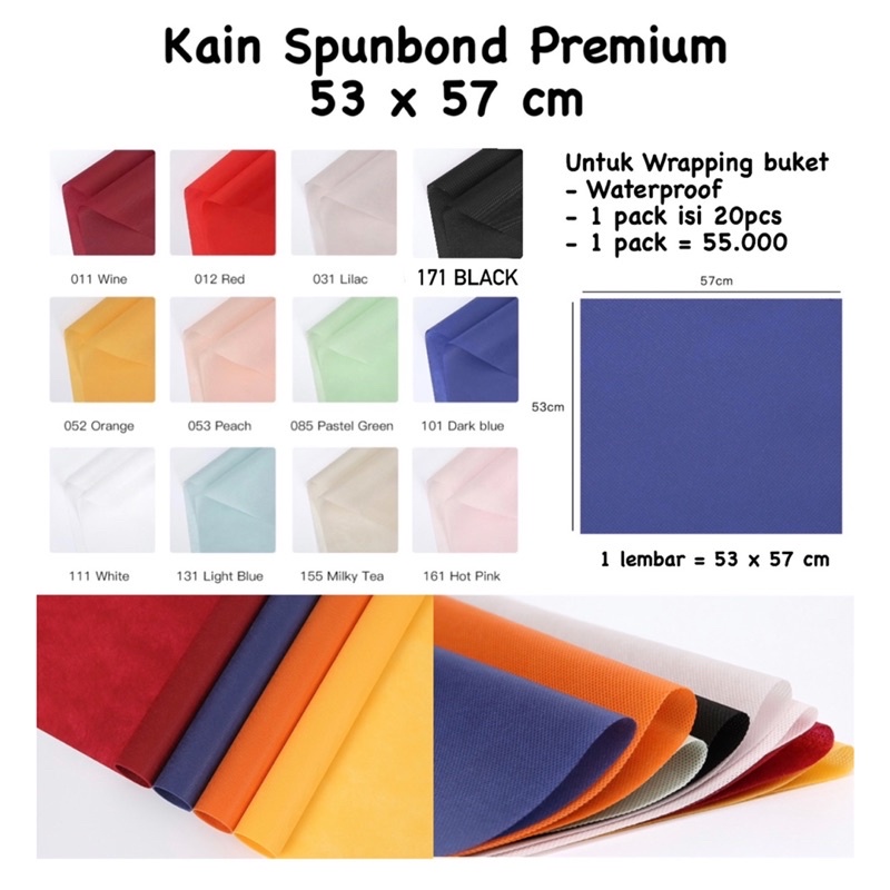 Jual Kain Spunbond Buket Premium Lembaran (53x57cm) Import / Pembungkus ...