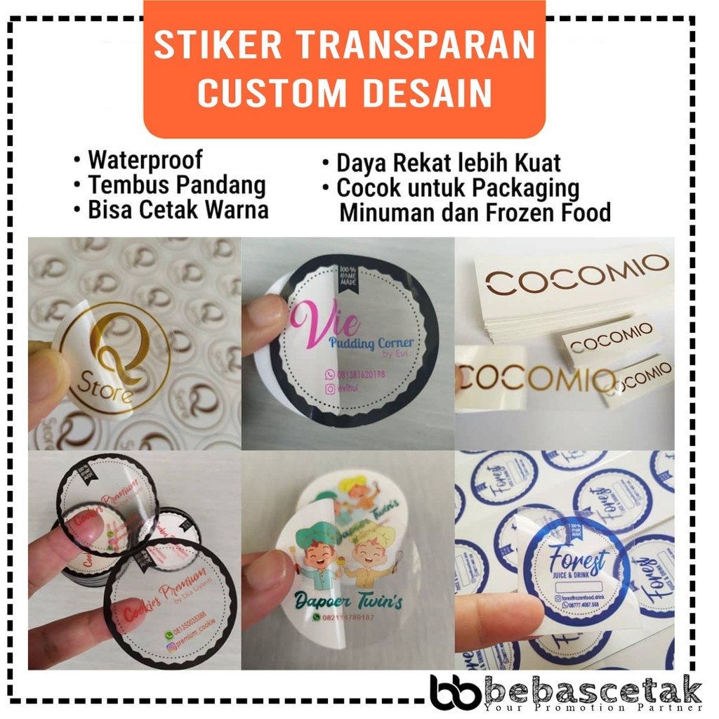 Jual CETAK STIKER TRANSPARAN BULAT CUSTOM PRINT STICKER BENING MAKANAN ...