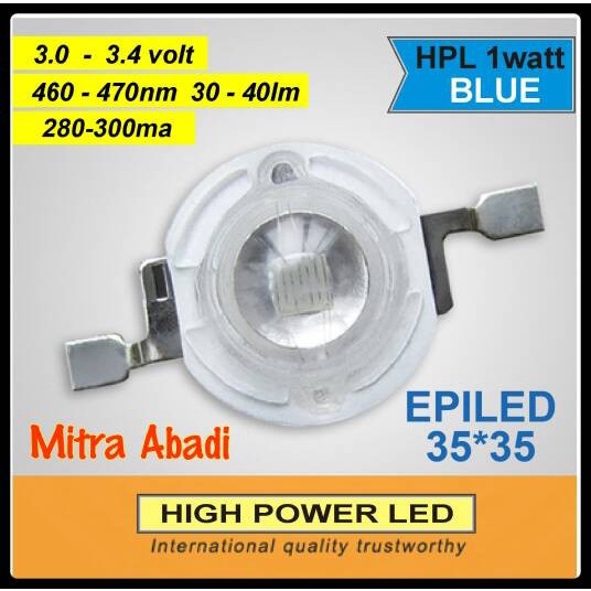 Jual HPL 1 Watt EPILED Blue/Biru 35x35 280-300 mA | Shopee Indonesia
