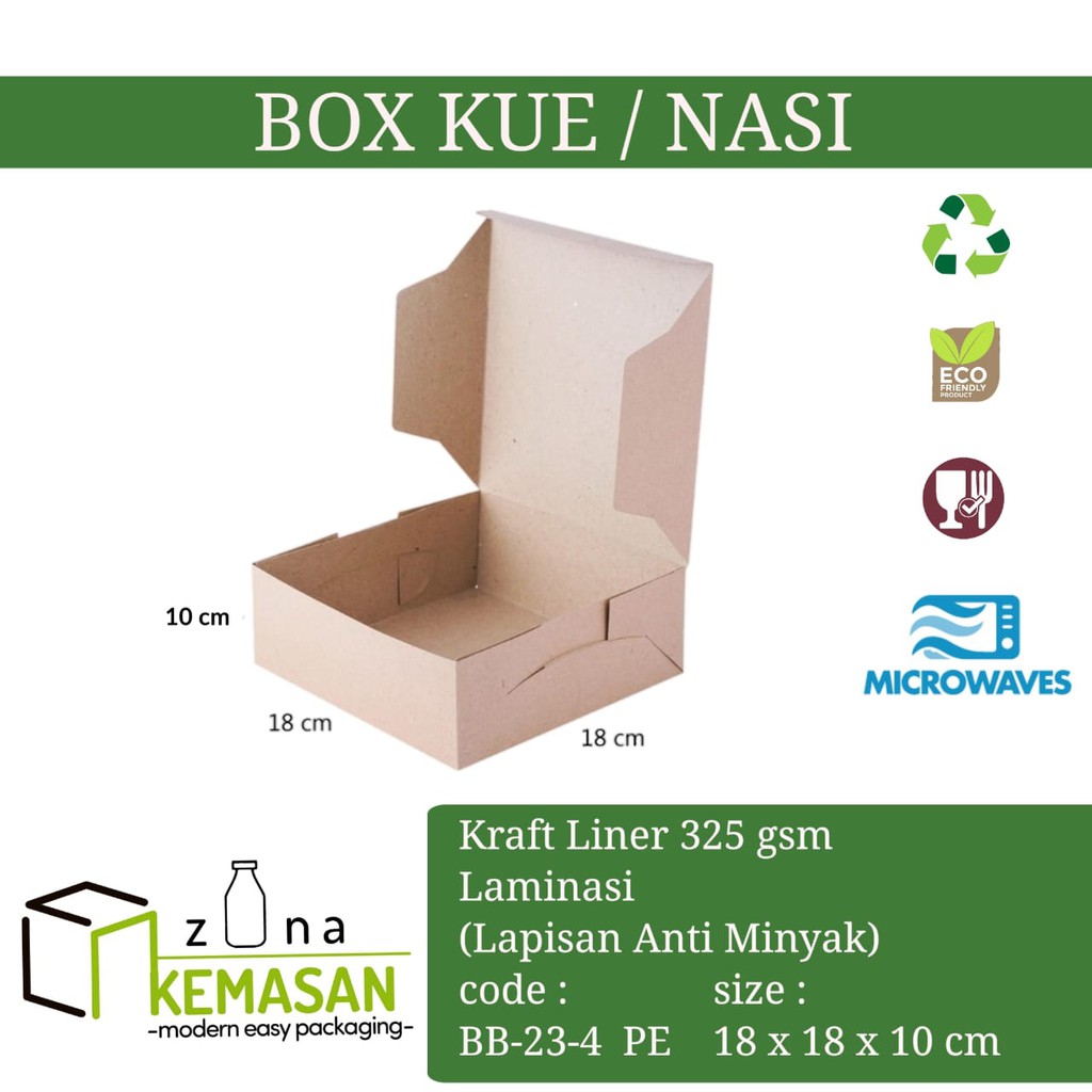 Jual KEMASAN BOX DUS KARDUS KOTAK MAKANAN NASI ROTI KUE SNACK 18x18x10 ...