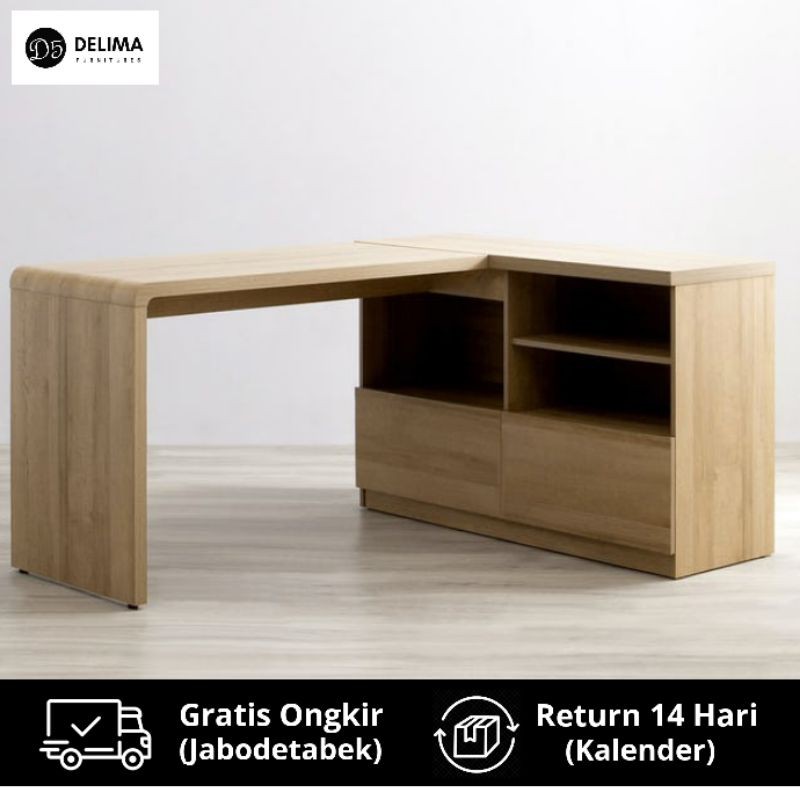 Jual Corner Desk Meja Kerja Sudut dengan Rak Kabinet Penyimpanan ...