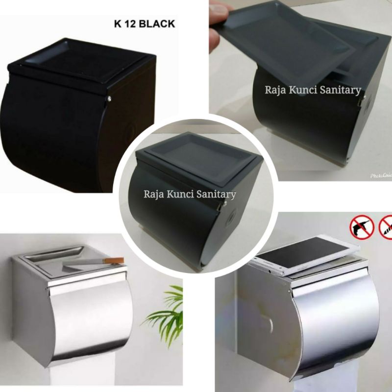 Jual Tempat Tissue Hitam/Black/Tempat Tisu Rol/ Silver/ Stainless ...