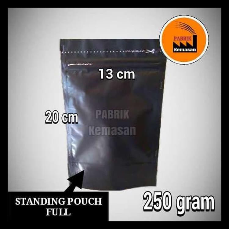 Jual Standing Pouch Super Full Hitam 250Z Plastik Klip Kemasan Kopi ...