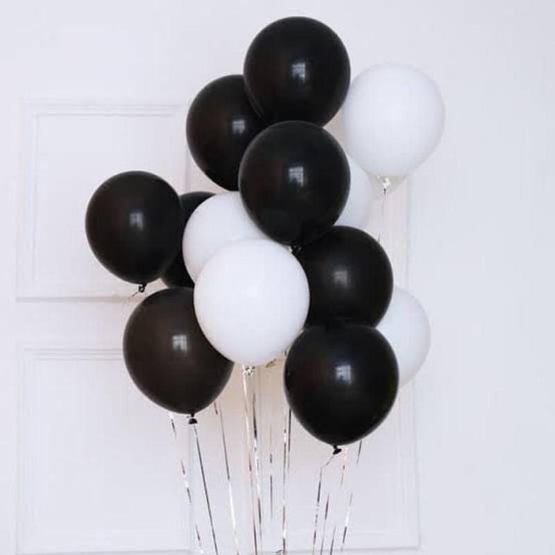 Jual Balon Latex Hitam Putih 12 inch (10 biji) | Shopee Indonesia