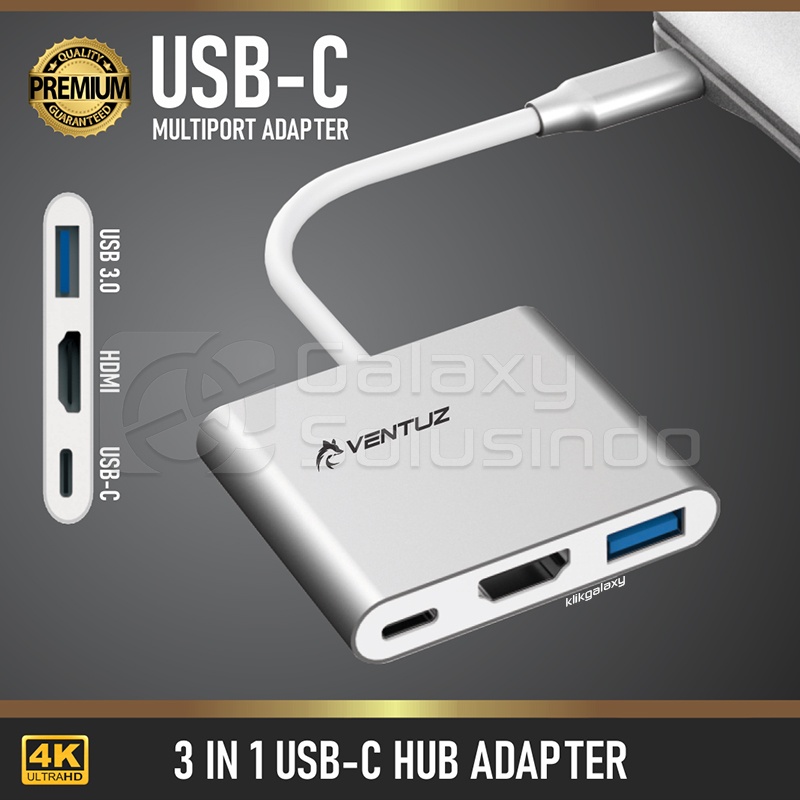 Jual VENTUZ USB Type C to HDMI USB A 3.0 USB C - 3in1 Adapter Converter | Shopee Indonesia