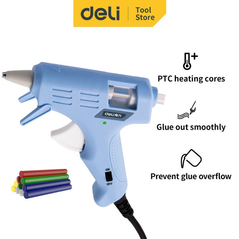 Jual Deli Hot Melt Glue Gun / Lem Tembak 20W DL3900 (Free 10 Lem ...